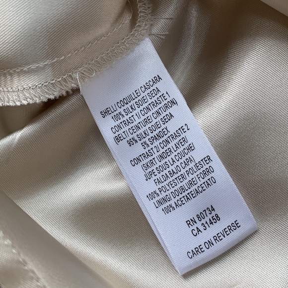 BCBG | Dresses | Bcbg Offwhite Chalk Ruffled Silk Chiffon Ostrich ...